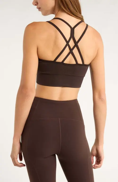 Zella Seamless Strappy Sports Bra - Brown Mole