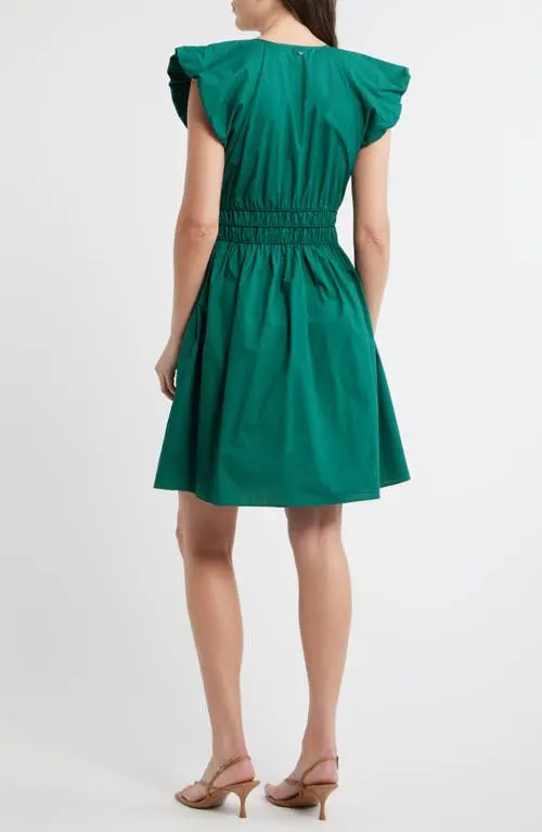 Hugo Boss Ruffle Sleeve Cotton Poplin Dress