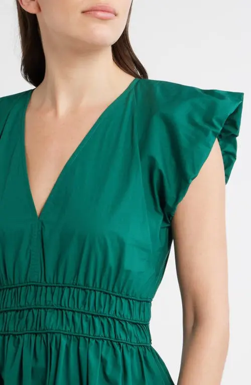 Hugo Boss Ruffle Sleeve Cotton Poplin Dress