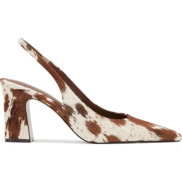REISS Lorena Slingback Block Heel Pumps - Brown