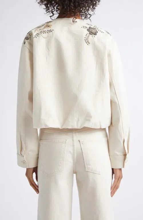 Veronica Beard Embellished Collarless Cotton Jacket