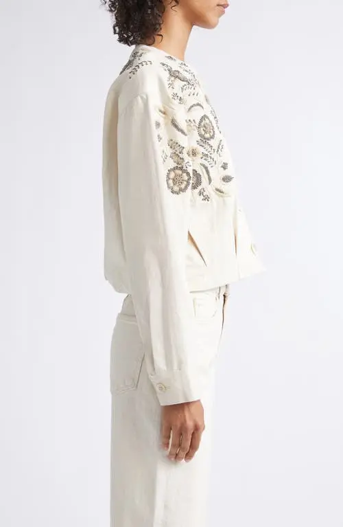 Veronica Beard Embellished Collarless Cotton Jacket