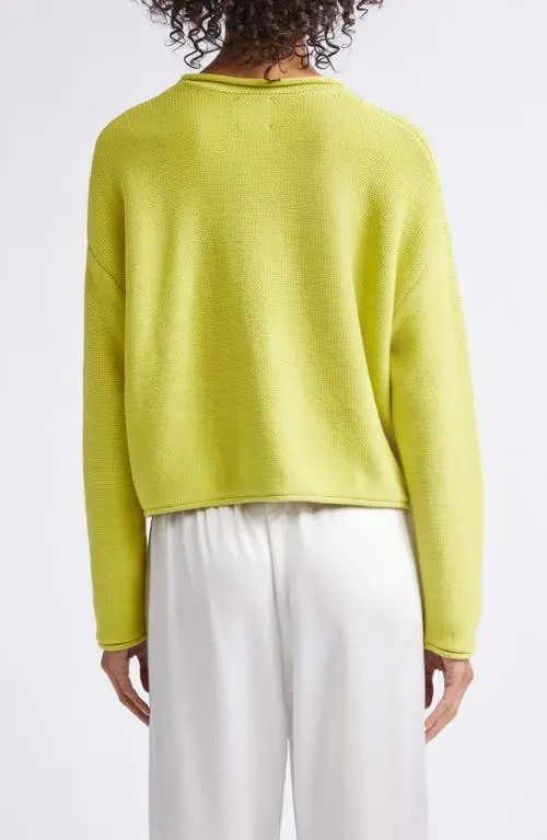 LESET Mae Crewneck Sweater In Cotton Blend - Chartreuse