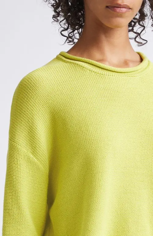 LESET Mae Crewneck Sweater In Cotton Blend - Chartreuse