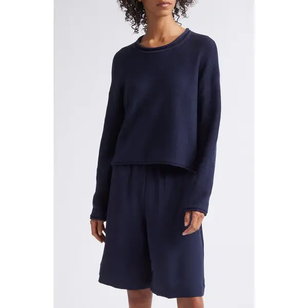 LESET Mae Crewneck Sweater In Cotton Blend - Midnight