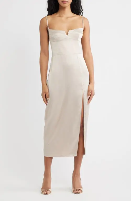 Amanda Uprichard Lyra Bustier Bodice Satin Pencil Dress - Farro