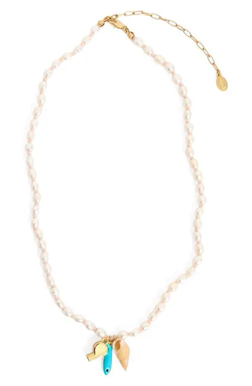 Clare V. Freshwater Pearl Charm Necklace - Multi