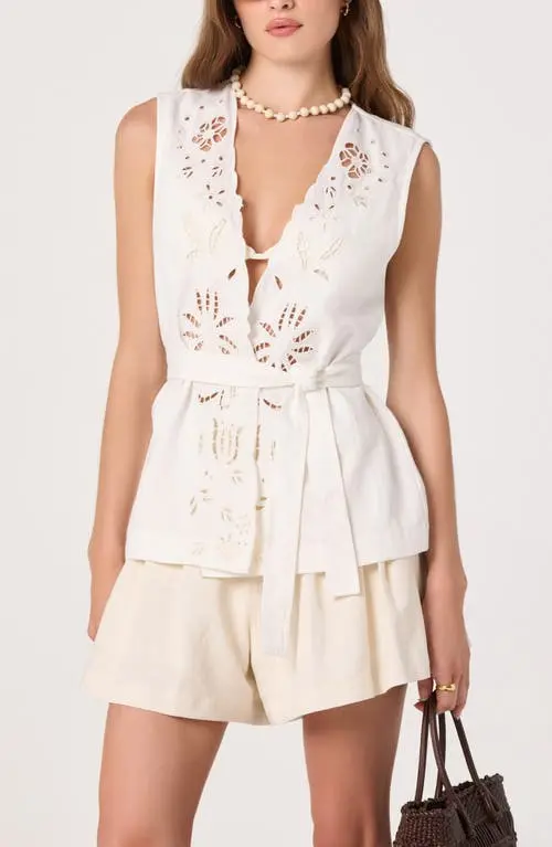 Astr The Label Greta Embroidered Cotton & Linen Vest
