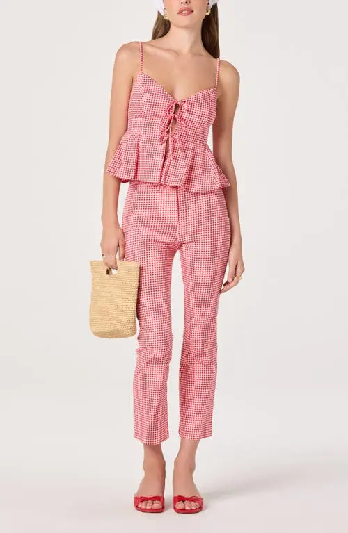 Astr The Label Alma Stretch Cotton Gingham Crop Pants