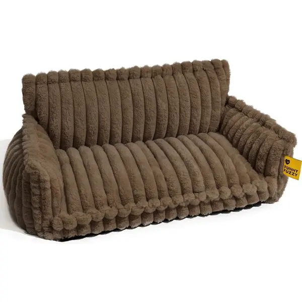 FUNNYFUZZY Washable Fluffy Dog Sofa Bed - Brown