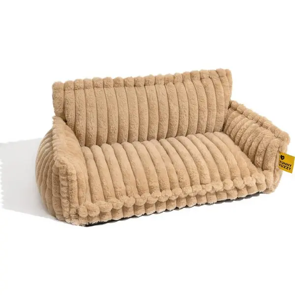 FUNNYFUZZY Washable Fluffy Dog Sofa Bed - Camel