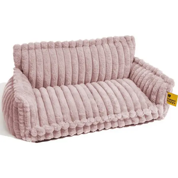 FUNNYFUZZY Washable Fluffy Dog Sofa Bed - Pink