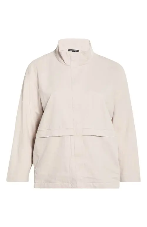 Eileen Fisher Zip-up Organic Cotton & Organic Linen Jacket - Chalk