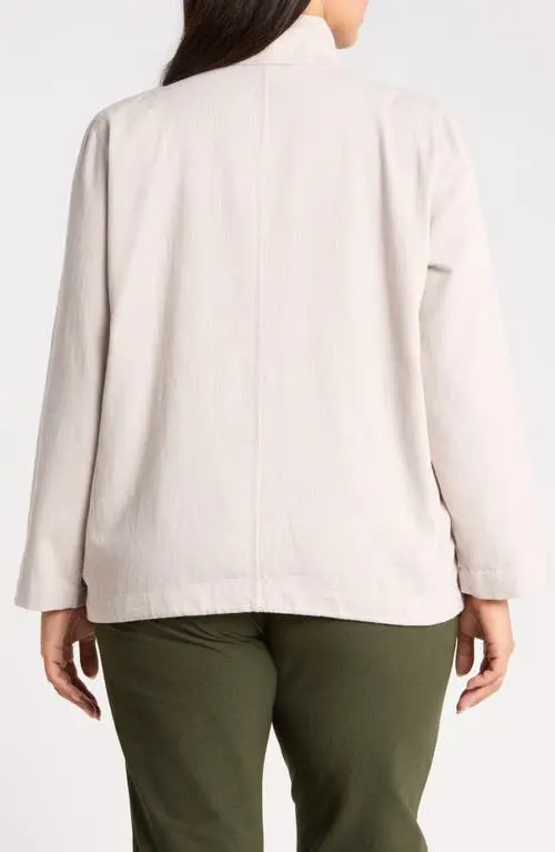Eileen Fisher Zip-up Organic Cotton & Organic Linen Jacket - Chalk