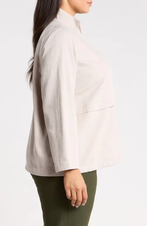 Eileen Fisher Zip-up Organic Cotton & Organic Linen Jacket - Chalk
