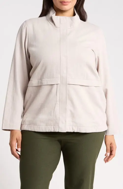 Eileen Fisher Zip-up Organic Cotton & Organic Linen Jacket - Chalk