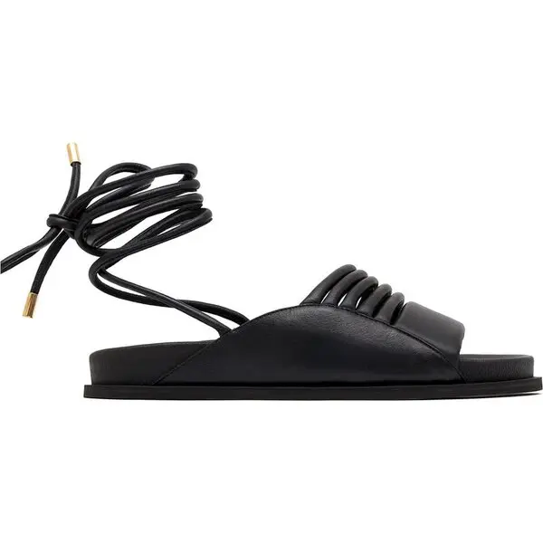 ALTA Maltta Leather Sandals With Ankle Wrap - Black