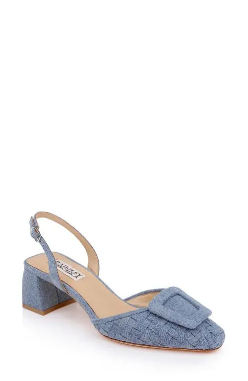 Badgley Mischka Yaneli Slingback Pumps With Decorative Buckle - Light Denim