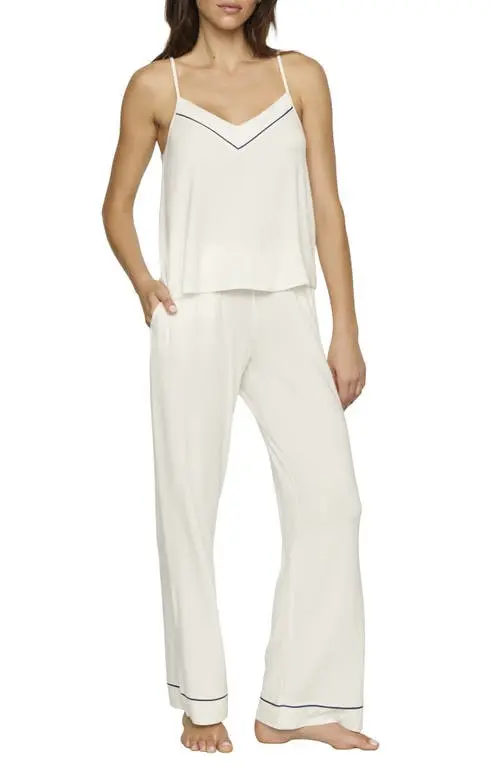 Eberjey Gisele V-neck Camisole And Pants Pajama Set - Ivory/navy