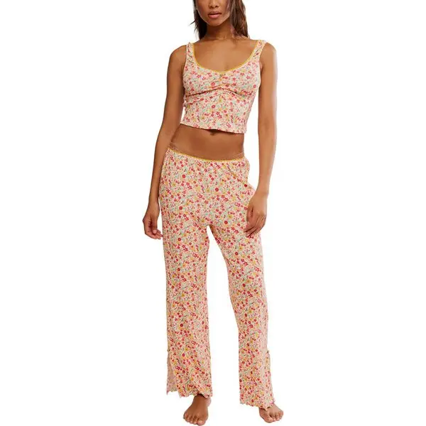 Free People Fresh In Love Pointelle Pajamas - Butter Combo