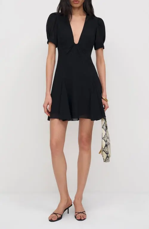 REFORMATION Akaia Puff Sleeve Mini Dress - Black