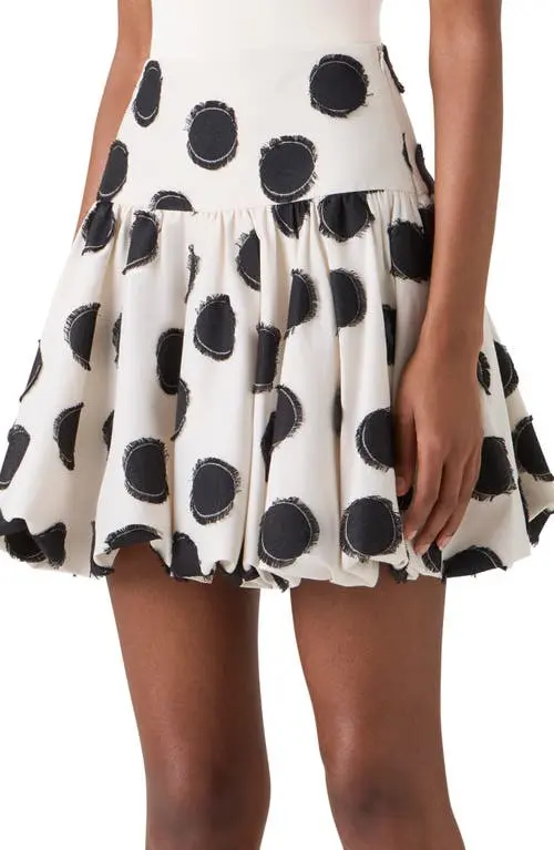 Akris Polka Dot Jacquard Bubble Hem Miniskirt With Fringe - Cream-black