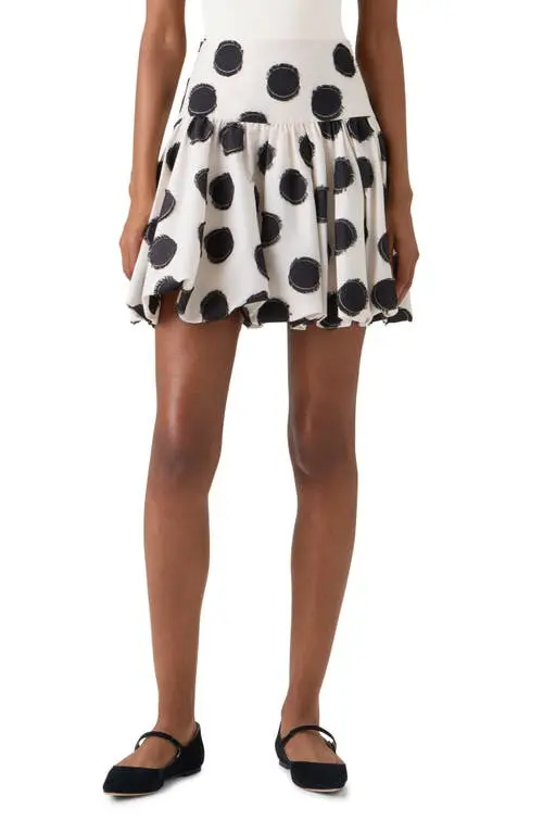Akris Polka Dot Jacquard Bubble Hem Miniskirt With Fringe - Cream-black