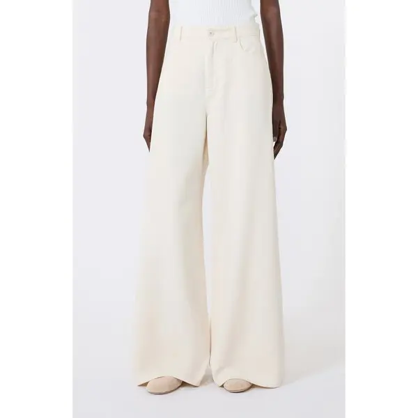 Max Mara Canneti Wide Leg Cotton Pants - Ecru