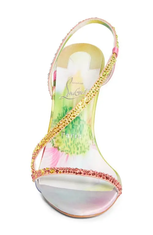 CHRISTIAN LOUBOUTIN Crystal Embellished Slingback Stiletto Sandals - Yellow Multi