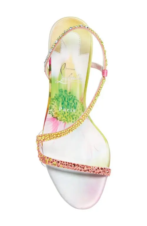 CHRISTIAN LOUBOUTIN Crystal Embellished Slingback Stiletto Sandals - Yellow Multi