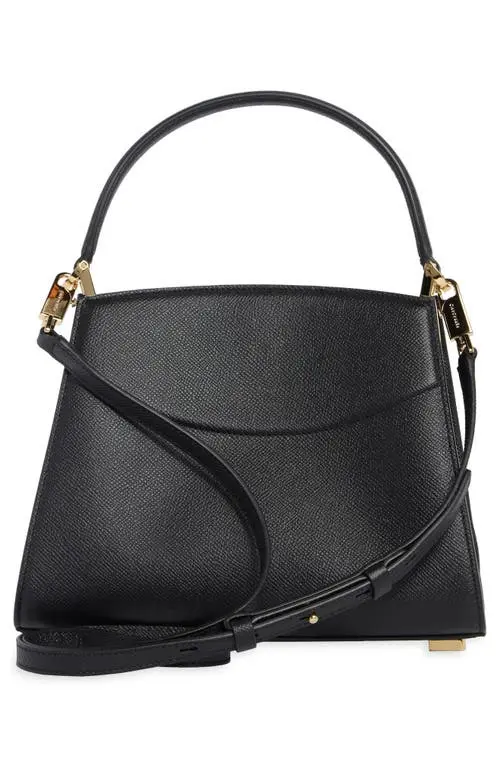 FERRAGAMO Small Studio Box Leather Top Handle Bag - Nero
