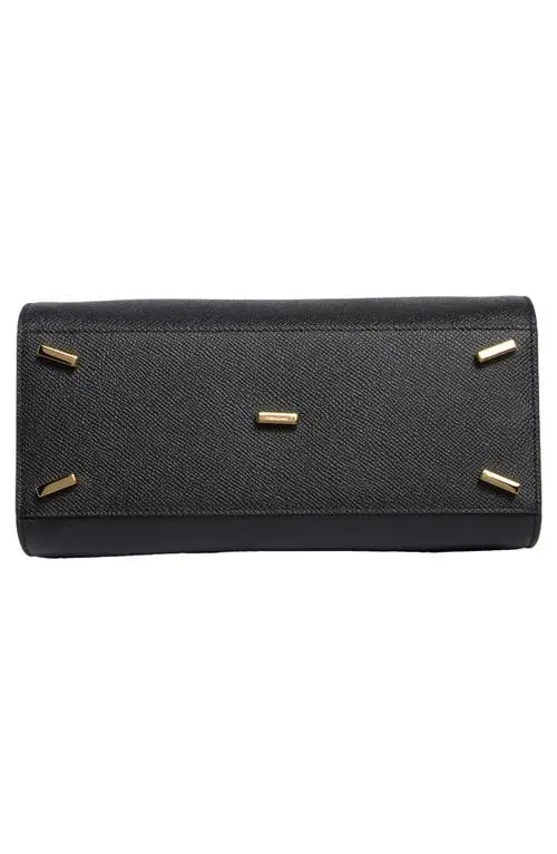 FERRAGAMO Small Studio Box Leather Top Handle Bag - Nero