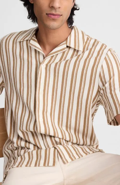 Madewell Seaport Terry Camp Shirt - Stripe Maple Seed