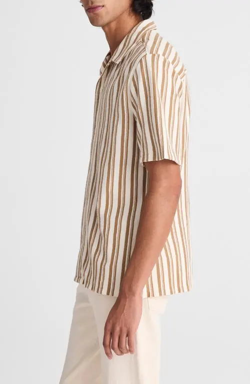 Madewell Seaport Terry Camp Shirt - Stripe Maple Seed