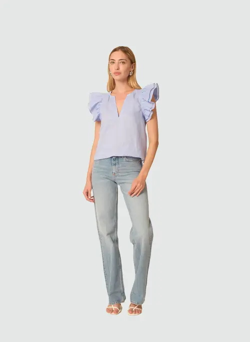 GILNER FARRAR Orla Short Sleeve Flutter Blouse - Periwinkle