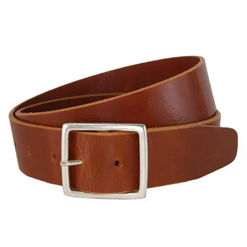 CROOKHORNDAVIS Douglas Center Bar Pull Up Genuine Leather Belt - Tan