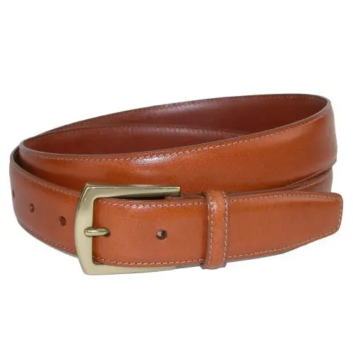 CROOKHORNDAVIS Smooth Calfskin Leather Dress Belt - Tan
