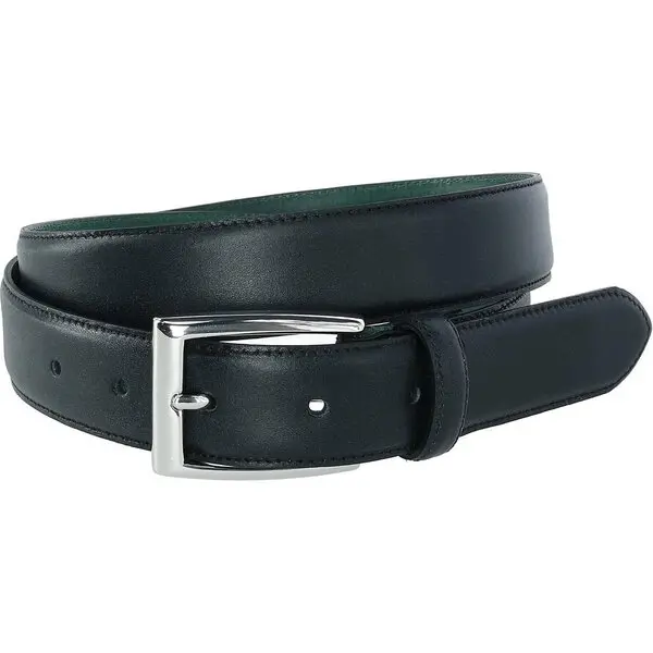 CROOKHORNDAVIS The Edward Slim Calfskin Leather Belt - Black