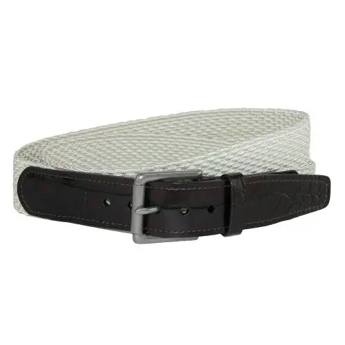 CROOKHORNDAVIS Hampton Stretch Belt With Croc Print Tabs - Cream