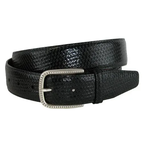 CROOKHORNDAVIS Tri-town Calfskin Dress Belt - Black