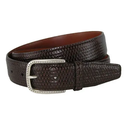 CROOKHORNDAVIS Tri-town Calfskin Dress Belt - Dark Brown