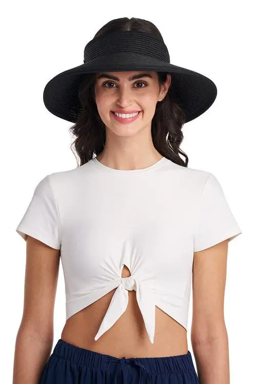 Coolibar Rolled Packable Braid Visor - Black