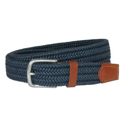 CROOKHORNDAVIS Boca Braided Waxed Cotton Stretch Belt - Navy