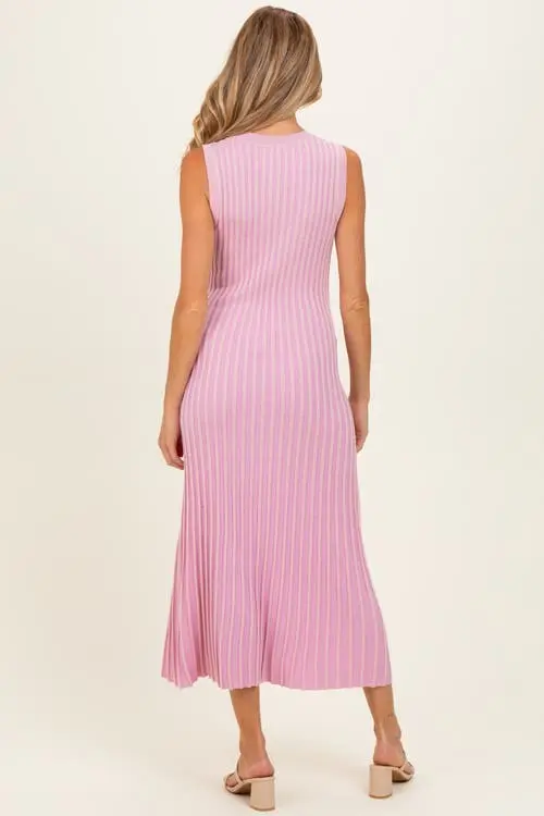 PINKBLUSH Ribbed Knit Sleeveless Maxi Dress