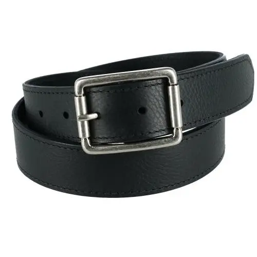 CROOKHORNDAVIS Newcastle Natural Grain Leather Belt With Roller Buckle - Black