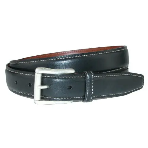 CROOKHORNDAVIS Ciga Calfskin Leather Casual Belt - Black