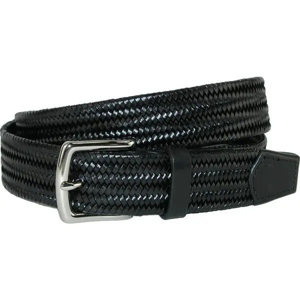CROOKHORNDAVIS Daytona Braided Leather Stretch Belt - Black