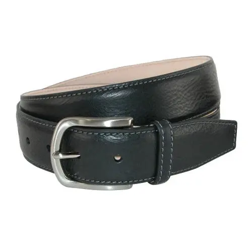 CROOKHORNDAVIS Brescia Boxcalf Casual Belt With Contrast Stitch - Black