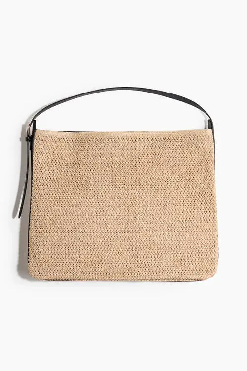 H&m Braided Paper Straw Shoulder Bag With Magnetic Fastener