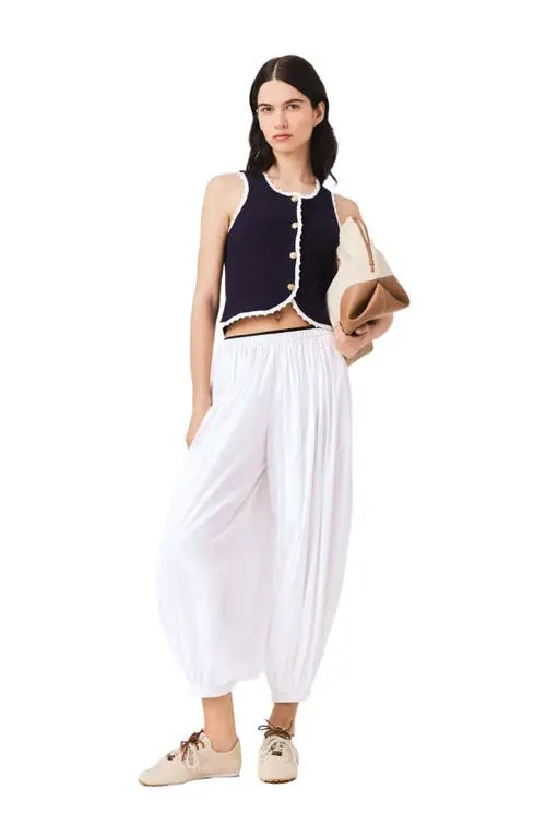 Maje Knit Top With Crochet Trim - Navy